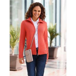Cardigan Casual Looks, Damen, Gr. 48, orange (terra), 50% Baumwolle, 50% Polyacryl, unifarben, Strickjacken Cardigan