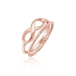 Ring-Set Elli "Ring Infinity Bandring Gedreht Stapelring Set 925 Silber" Gr. 56, rosa (rosegold), Fingerringe, Damen, 56, ohne Stein, Silber 925 (Sterlingsilber), 5mm, Ring-Set