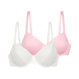 B&uuml;gel-BH Dorina, Damen, Gr. 85, Cup F, beige (ivory, pink), Obermaterial: 60% Polyamid, 31% Polyester, 9% Elasthan, unifarben, BHs B&uuml;gel-BH, Curves mit gepolsterten Cups