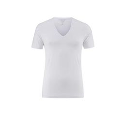 T-Shirt OLYMP "Casual", Herren, Gr. S, wei&szlig;, Obermaterial: 94% Baumwolle, 6% Elasthan, tiefer V-Ausschnitt, Shirts T-Shirt
