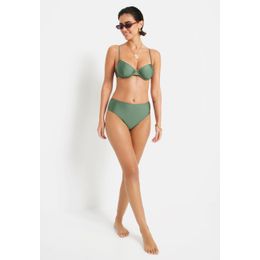 B&uuml;gel-Bikini-Top LSCN BY LASCANA "Nele", Damen, Gr. 34, Cup C, gr&uuml;n (olive), Polyamid, leicht gl&auml;nzend, unifarben, Bikini-Oberteile B&uuml;gel-Bikini-Top, mit gl&auml;nzender Beschichtung