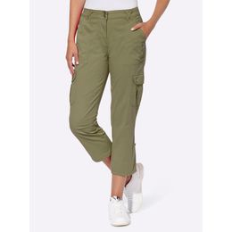 Cargohose Heine, Damen, Gr. 46, Normalgr&ouml;&szlig;en, gr&uuml;n (oliv), 98% Baumwolle, 2% Elasthan, unifarben, 7/8-L&auml;nge, Hosen Cargohose