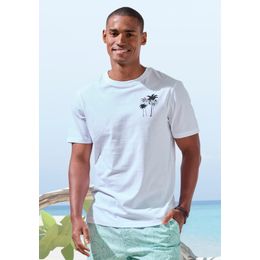Beach Time T-Shirt BEACHTIME "mit gro&szlig;em R&uuml;ckenprint", Herren, Gr. 3XL (64/66), wei&szlig;, Single Jersey, Obermaterial: 100% Baumwolle, bedruckt, regular fit, Rundhals, abgesteppte Kante, Shirts T-Shirt, Regular-Fit, mit Print vorn und hinten