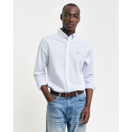 Langarmhemd Gant "SLIM POPLIN STRIPE SHIRT", Herren, Gr. L, N-Gr, blau (light blau), Web, Obermaterial: 100% Baumwolle, 1-Knopf-Manschette, Hemden Langarmhemd