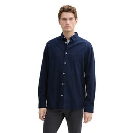 Langarmhemd Tom Tailor, Herren, Gr. M, N-Gr, blau (sky captain blau), Obermaterial: 100% Baumwolle, unifarben, regular fit Po-bedeckend, Manschette, Hemden Langarmhemd, mit Logo Stickerei