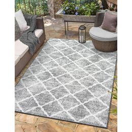 Teppich "Astral, LAGERR&Auml;UMUNG", grau (grau,schwarz,cream), B:160cm H:6mm L:230cm, Polypropylen, MyFlair M&Ouml;BEL & ACCESSOIRES, Teppiche, Teppich, modernes Rauten Design, Outdoor geeignet, Balkon, Terrasse