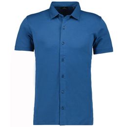 Poloshirt Ragman, Herren, Gr. L, blau (blau, 717), Popeline, Baumwolle, regular fit, ohne Ausschnitt, Shirts Poloshirt