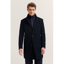 Kurzmantel Bugatti "Flexcity Stretch", Herren, Gr. 52, 390, marine, 69% Polyester, 29% Viskose, 2% Elasthan, unifarben, normal, normaler Saum, M&auml;ntel Kurzmantel, mit Westen-Einsatz und Kunstfellkragen