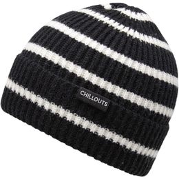 Beanie Chillouts "Jette Hat", Damen, schwarz, Rippstrick, Kunstfaser, M&uuml;tzen Beanie, mit elastischer Passform und Umschlag