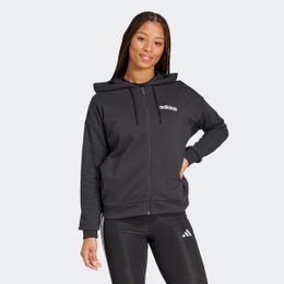 Kapuzensweatshirt adidas Sportswear "W LIN FT FZ HD", Damen, Gr. S, schwarz-wei&szlig; (schwarz, wei&szlig;), Obermaterial: 55% Baumwolle, 36% Polyester, 9% Viskose, normal, Rundhals, angesetztes B&uuml;ndchen, Sweatshirts Kapuzensweatshirt