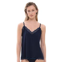 Unterziehshirt Mey "Luise", Damen, Gr. 36, N-Gr, blau (night blau), Obermaterial: 94% Modal, 6% Elasthan, unifarben, figurbetont, tiefer V-Ausschnitt, Unterhemden Unterziehshirt, tiefer V-Ausschnitt, Spitze, elastisch, weich, feminin