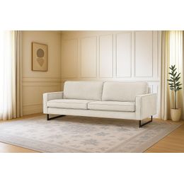 3-Sitzer Home Affaire "Maxi-Ausf&uuml;hrung Pinto, 236 cm, Cord, Chenille, Lederoptik", beige (natural), B:236cm H:85cm T:97cm, 90% Polyester, 10% Nylon, Sofas, 3-Sitzer, mit Keder, schwarze Metallf&uuml;&szlig;e, Wellenunterfederung