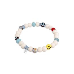 Armkette Kuzzoi "Armband Smiling Bead Glas Harz Perlen 925 Silber" Gr. 230, wei&szlig;, Armb&auml;nder, Herren, 230, Resin, Armkette