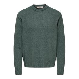 Only & Sons Rundhalspullover ONLY & SONS "ONSJAMES RLX CREW KNIT", Herren, Gr. M, grau (castor gray), Strick, Obermaterial: 78% Baumwolle, 16% Polyester, 3% Wolle, 3% Elasthan, unifarben, relaxed fit normal, Rundhals, B&uuml;ndchen, Pullover Rundhalspullover, Baumwollmischung, relaxed fit