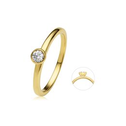 Diamantring ONE ELEMENT "0.15 ct Diamant Brillant Zarge Ring aus 585 Gelbgold" Gr. 57, gold, Fingerringe, Damen, 57,mit Brillant, Gelbgold 585, Diamantring