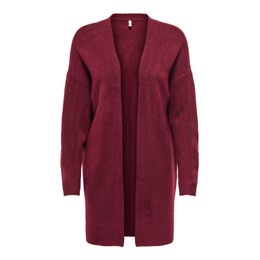 Strickjacke Only "ONLTALIO LS OPEN CARDIGAN BF KNT", Damen, Gr. XS, cabernet detail:melange, Strick, Obermaterial: 75% Polyacryl, 22% Polyester, 3% Elasthan, meliert, regular fit, V-Ausschnitt, Strickjacken Strickjacke