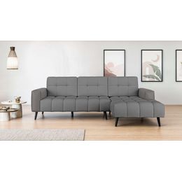Ecksofa Home Affaire "SERINE mit Recamiere rechts/links bestellbar, Ma&szlig;e B/H/T 253/91/161 cm", grau (dunkelgrau), B:253cm H:91cm T:161cm, 100% Polyester, Sofas, Ecksofa, L-Form mit Wellenunterfederung, 3 R&uuml;ckenkissen, ohne Bettfunktion