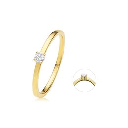 Diamantring ONE ELEMENT "0.1 ct Diamant Brillant Ring aus 585 Gelbgold" Gr. 56, gold, Fingerringe, Damen, 56,mit Brillant, Gelbgold 585, Diamantring