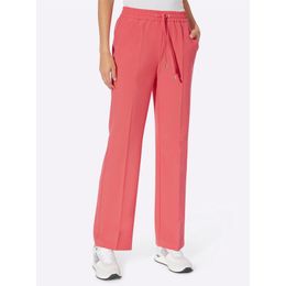 Jogger Pants Heine, Damen, Gr. 48, Normalgr&ouml;&szlig;en, pink (grapefruit), 77% Polyester, 20% Viskose, 3% Elasthan, unifarben, lang, Hosen Jogger Pants