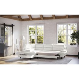 Ecksofa COTTA "Pike L-Form, B: 266 cm", bianco, B:266cm H:90cm T:217cm, GEDECKTES RINDSLEDER, Sofas, Ecksofa, optional Bettfunktion & Bettkasten