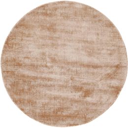 Teppich CarpetFine "Ava Viskoseteppich", beige, H:13mm &Oslash;:120cm, Viskose, Teppiche, Teppich, Seidenoptik, leichter Glanz, Wohnzimmer