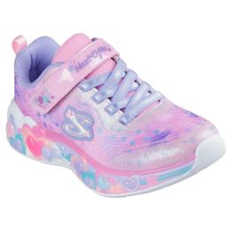 Sneaker Skechers "ETERNAL HEART LIGHTS", M&auml;dchen, Gr. 34, bunt (hellrosa, multi), Synthetik, Textil, Glitzer, kontrastfarbene Details, Schuhe Sneaker, Blink,-Klettschuh mit Herz-Applikation, Gr&ouml;&szlig;enschablone zum Download