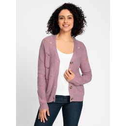 Cardigan Inspirationen, Damen, Gr. 44, lila (mauve), 100% Polyacryl, unifarben, Strickjacken Cardigan