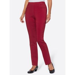 Schlupfhose Classic Basics, Damen, Gr. 23, Kurzgr&ouml;&szlig;en, rot (kirsche), 77% Viskose, 20% Polyamid, 3% Elasthan, unifarben, lang, Hosen Schlupfhose