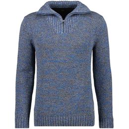 Troyer Ragman, Herren, Gr. 58, blau (blau, 174), Strick, 100% Baumwolle, hoch geschlossener Ausschnitt, Pullover Troyer