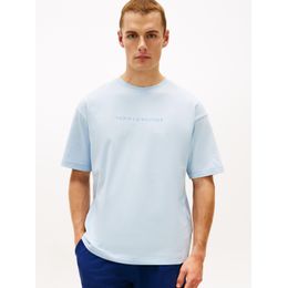 T-Shirt, Herren, Gr. M (50), breezy blau, Web, Obermaterial: 100% Baumwolle, Tommy Hilfiger Underwear, unifarben, regular fit normal, Rundhals, eingesetzt abgesteppte Kante, Shirts T-Shirt, Regular fit mit Rundhalsausschnitt