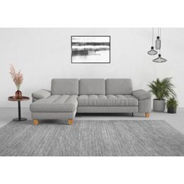 Sit & More Ecksofa SIT & MORE "Westham L-Form", silber, B:275cm H:88cm T:172cm, 90% Polyester 10% Polyamid, Sofas, Ecksofa, mit Recamiere, mit oder ohne Bettfunktion, Bettkasten, F&uuml;&szlig;e Eiche