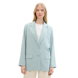 Longblazer Tom Tailor, Damen, Gr. 38, blau (dusty mint blau), Obermaterial: 92% Viskose, 8% Polyester. Futter: 100% Polyester, regular fit lang, tiefer V-Ausschnitt, mit Kn&ouml;pfen, Blazer Longblazer, mit Pattentaschen