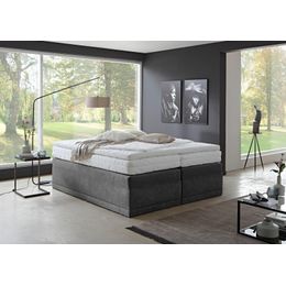 Boxspringbett "Ibiza in den Breiten 160x200, 180x200cm & 200x200cm", grau (anthrazit), B:200cm L:200cm, Westfalia Schlafkomfort, Komplettbetten, Boxspringbett