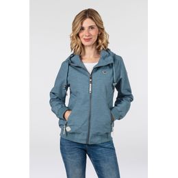 Funktionsjacke Ragwear "NUGGIE OMBRE O", Damen, Gr. XXL, bunt (stone blau), Web, Obermaterial: 100% Polyester. Futter: 100% Polyester, kontrastfarbene Details, unifarben, figurbetont taillenlang, Rippb&uuml;ndchen, Jacken Funktionsjacke, &Uuml;bergangsjacke aus wasserabweisendem Material