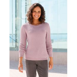 Rundhalspullover Casual Looks "Rundhals-Pullover", Damen, Gr. 54, lila (mauve), 50% Baumwolle, 50% Polyacryl, unifarben, Pullover Rundhalspullover