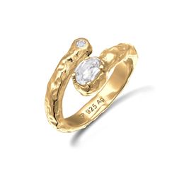 Silberring HAZE & GLORY "Ring Topas Wei&szlig; 925 Sterling Silber" Gr. 56, gold, Fingerringe, Damen, 56, Silber 925 (Sterlingsilber), Silberring