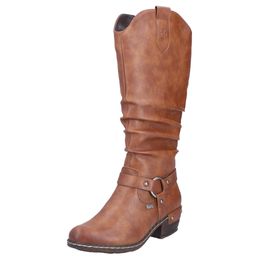 Westernstiefel Rieker, Damen, Gr. 36, Normalschaft, braun, Lederimitat, used, Schuhe Westernstiefel, Blockabsatz, Cowboystiefel mit wasserabweisender RiekerTEX-Membran