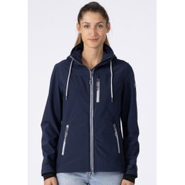 Softshelljacke DEPROC Active "DECORAH PEAK V WOMEN", Damen, Gr. 40 (M), blau (navy), 96% Polyester; 4% Elasthan, tailliert, gerader Abschluss mit Windstopper,mit verstellbarem Klettverschluss, Jacken Softshelljacke, mit abnehmbarer Kapuze
