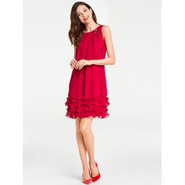 Cocktailkleid Heine "Cocktailkleid", Damen, Gr. 40, Normalgr&ouml;&szlig;en, rot, 100% Polyester, unifarben, kurz, Rundhals, Kleider Cocktailkleid