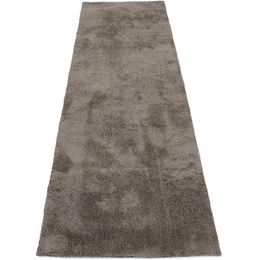 Hochflor-Teppich CarpetFine "Silky, auch als L&auml;ufer erh&auml;ltlich", beige, B:75cm H:20mm L:240cm, Mikropolyester, Teppiche, Hochflor-Teppich, Shaggy, Langflor, uni, besonders weich, Handarbeit