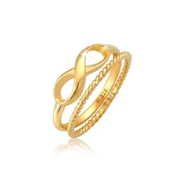 Ring-Set Elli "Ring Infinity Bandring Gedreht Stapelring Set 925 Silber" Gr. 56, gold, Fingerringe, Damen, 56, ohne Stein, Silber 925 (Sterlingsilber), 5mm, Ring-Set