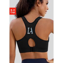 active by Lascana Sport-BH LASCANA ACTIVE, Damen, Gr. 80, Cup D, schwarz, Microtouch, Obermaterial: 90% Polyester (COOLMAX), 10% Elasthan (LYCRA), BHs Sport-BH, mit LA-Buchstaben aus funkelnden Pailletten aus Coolmax-Material