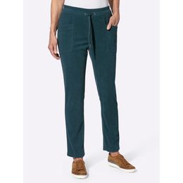 Cordhose Casual Looks, Damen, Gr. 20, Kurzgr&ouml;&szlig;en, blau (petrol), 100% Polyester, unifarben, Hosen Cordhose