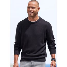 Strickpullover John Devin, Herren, Gr. M (48/50), schwarz, Strick, Obermaterial: 50% Baumwolle, 50% Polyacryl, unifarben, regular fit normal, Rundhals, Strickb&uuml;ndchen, Pullover Strickpullover, Pullover in modischer Strickstruktur, Topseller