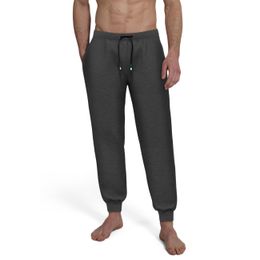 Pyjamahose Bugatti "Bologna", Herren, Gr. 50, N-Gr, grau (grau, dunkel, melange), Obermaterial: 51% Polyester, 46% Baumwolle, 3% Elasthan, lang, Hosen Pyjamahose, mit Seitentaschen, niedriger Bund, bequem, elastisch, Materialmix