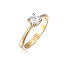 Silberring Elli Premium "Ring Moissanite Solit&auml;r Verlobungsring 925 Silber" Gr. 58, gold, Fingerringe, Damen, 58, Silber 925 (Sterlingsilber), Silberring