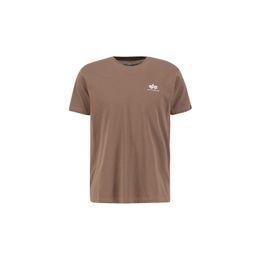 T-Shirt Alpha Industries "Basic T-Shirt SL", Herren, Gr. S, grau (taupe), Obermaterial: 100% Baumwolle, Shirts T-Shirt