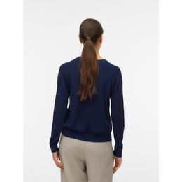 V&eacute;ro Moda Strickpullover VERO MODA "VMNEWLEX POINTELLE LS O-N PULLOVER NOOS", Damen, Gr. XS, navy blazer, Strick, Obermaterial: 50% Viskose, 25% Baumwolle, 25% Polyacryl, unifarben, regular fit normal, Rundhals, Strickb&uuml;ndchen, Pullover Strickpullover