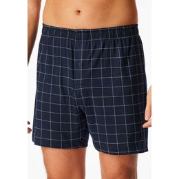 Boxershorts Schiesser "Fine Interlock", Herren, Gr. 4, blau (804, blau), Interlock, Obermaterial: 100% Baumwolle, Unterhosen Boxershorts, elastischer Bund, kariert, Baumwolle, weich