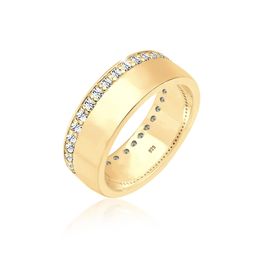 Silberring Elli "Ring Bandring Funkelnd 925 Silber, mit Kristallen von Swarovski" Gr. 58, gold, Fingerringe, Damen, 58, Silber 925 (Sterlingsilber), Silberring